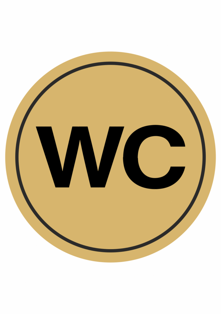 Wc text – zlatá mat | KRIŽAN - safetyshop