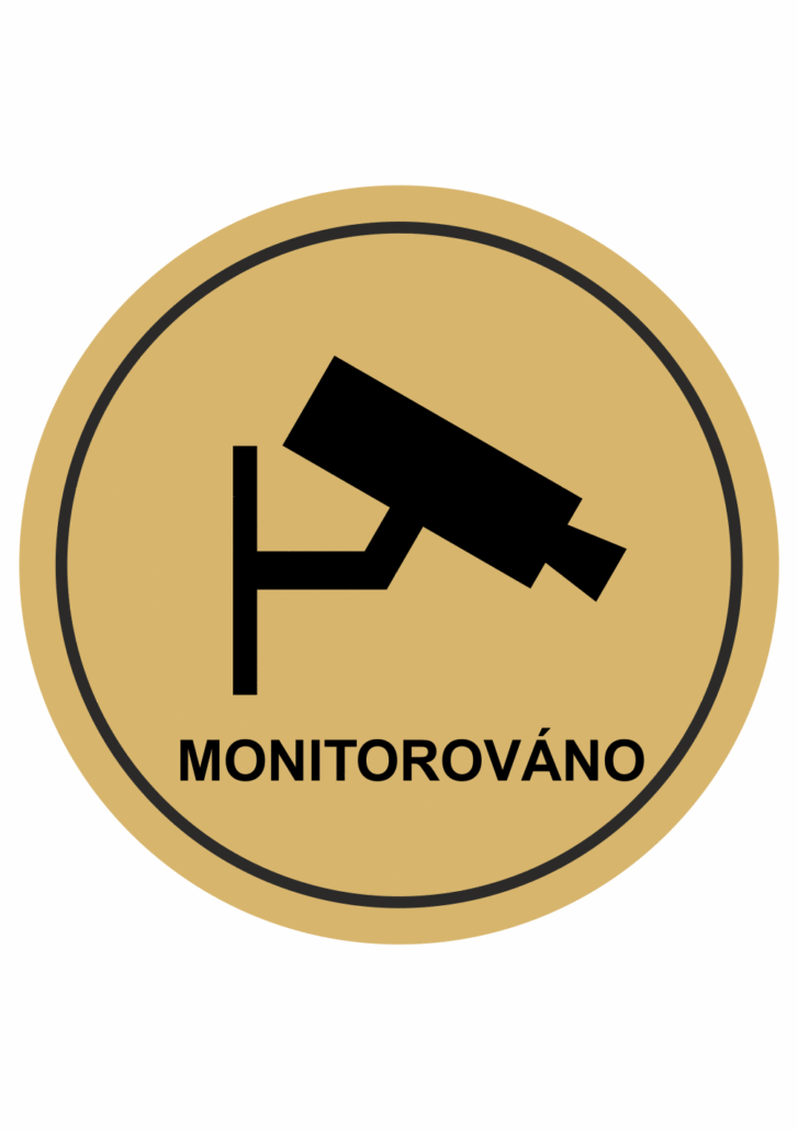 Piktogram Monitorováno – zlatá mat | KRIŽAN - safetyshop